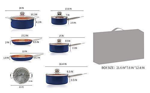 Grand Innovations Cookware Set with Nonstick Coating (11-Piece),Navy B ...